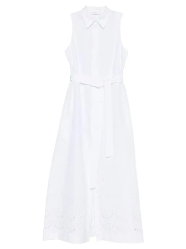 P.a.r.o.s.h Pointelle Cotton Belted Maxi Dress - White