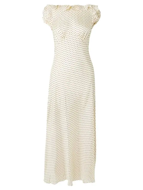 DÔEN Ruffled Polka-dot Silk-blend Twill Midi Dress - No