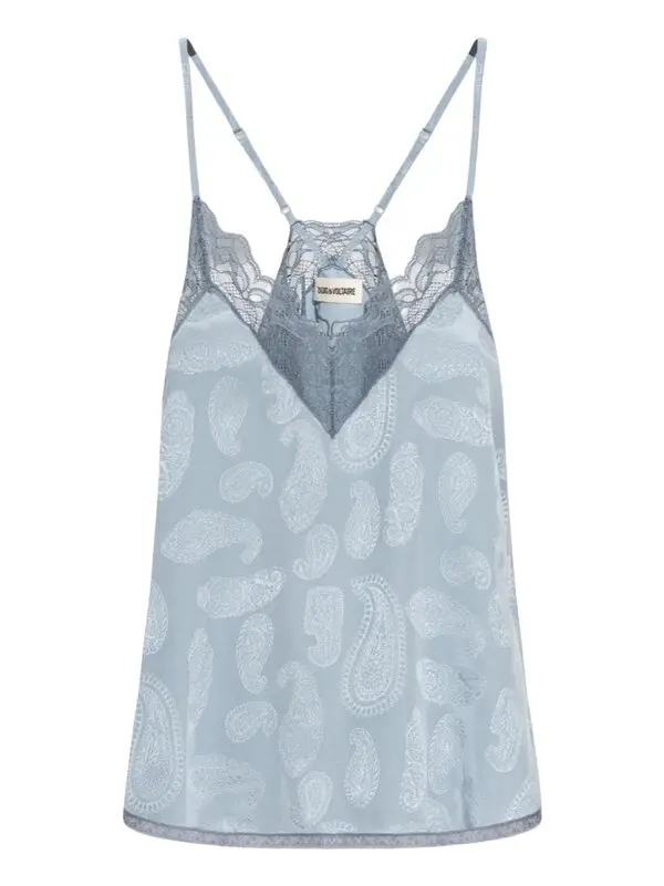 Zadig&Voltaire Christy Paisley-print Lace Top - Gray