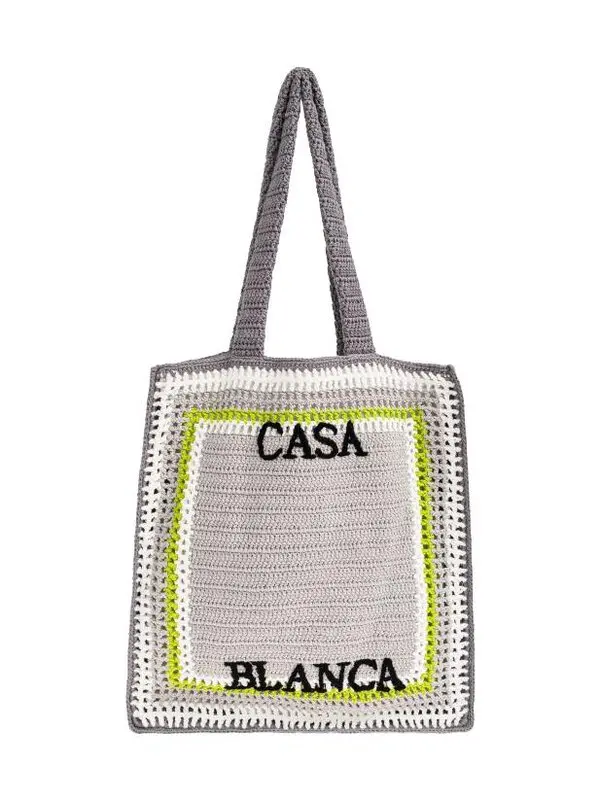 Casablanca Logo Crochet Tote Bag - Grey