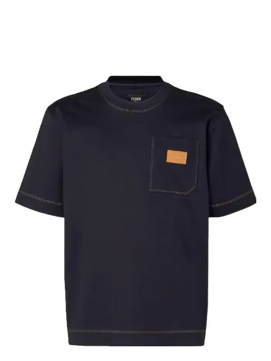Fendi Logo Patch Crewneck T-shirt - Dark Blue