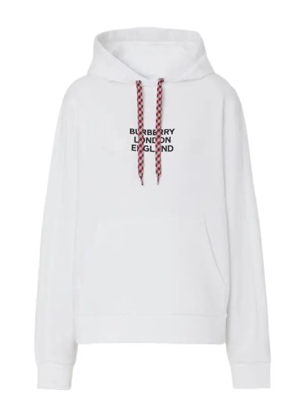 Burberry Logo Loose Hooded Sweatshirt - White