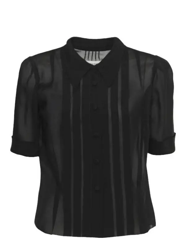 MAISON MARGIELA Sheer Pleated Button-up Shirt - Black