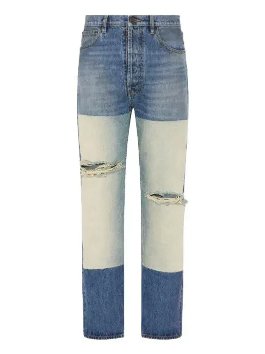 MAISON MARGIELA Patched Panel Straight Leg Jeans - Blue