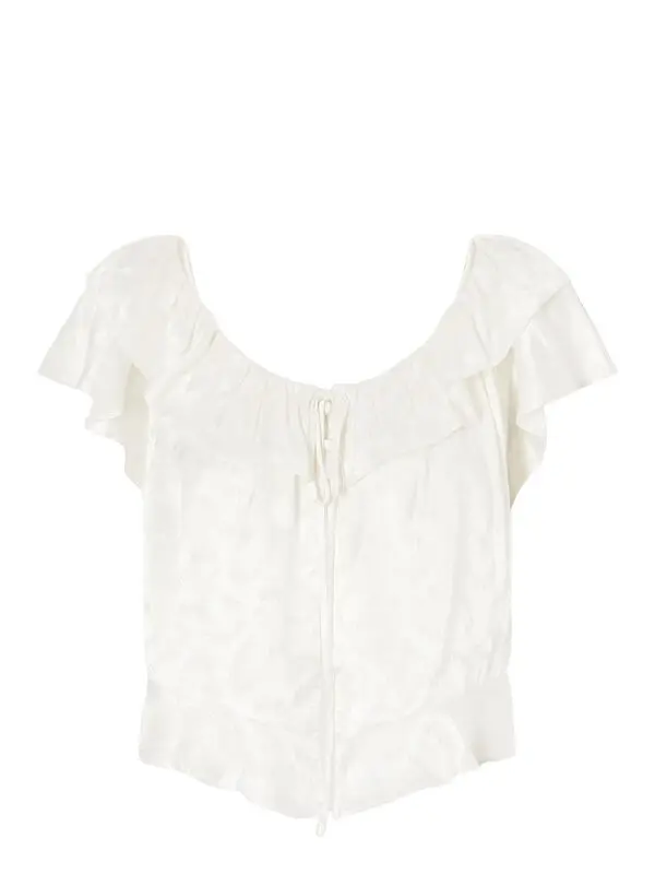 DÔEN Ruffled Satin-jacquard Blouse - No