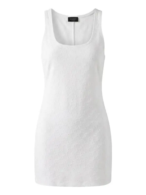 Gucci Gg Jersey Jacquard Sleeveless Scoop Neck Dress - White