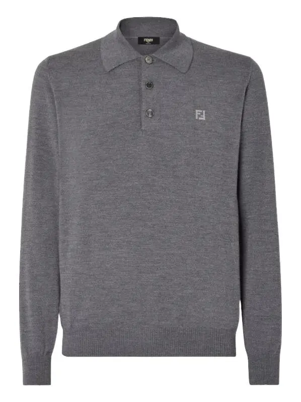 Fendi Long-sleeve Polo Shirt - Grey