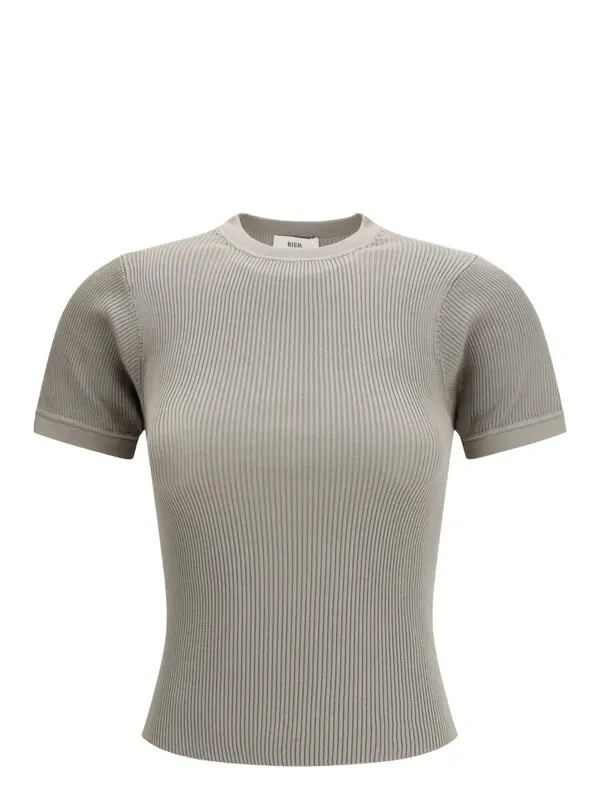 RIER Short-sleeved Ribbed T-shirt - Gray