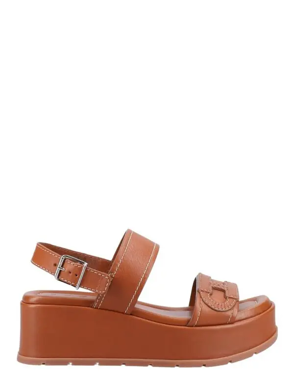 Hogan Buckled Platform Sandals - Brown