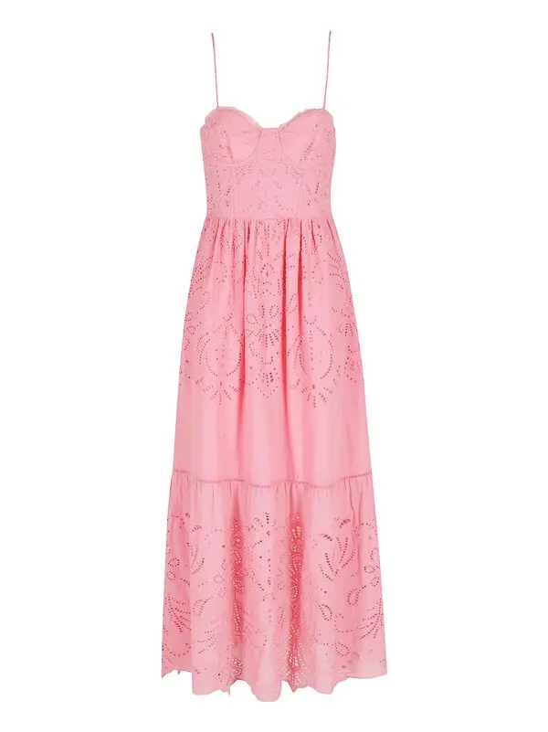 ERMANNO FIRENZE Eyelet Embroidered Tiered Midi Dress - Rosabubble
