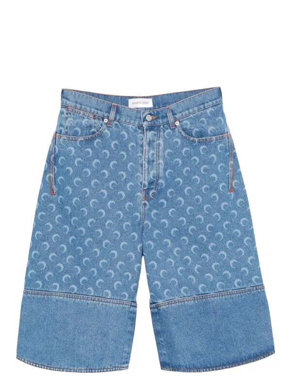 MARINE SERRE Moon Print Bermuda Shorts - Blue