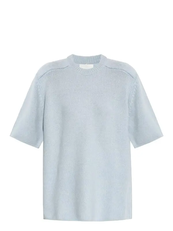 LISA YANG Short-sleeve Ribbed Knit T-shirt - Light Blue
