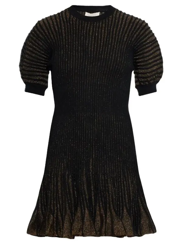 Ulla Johnson Talie Puffed-sleeve Striped Mini Dress - Black