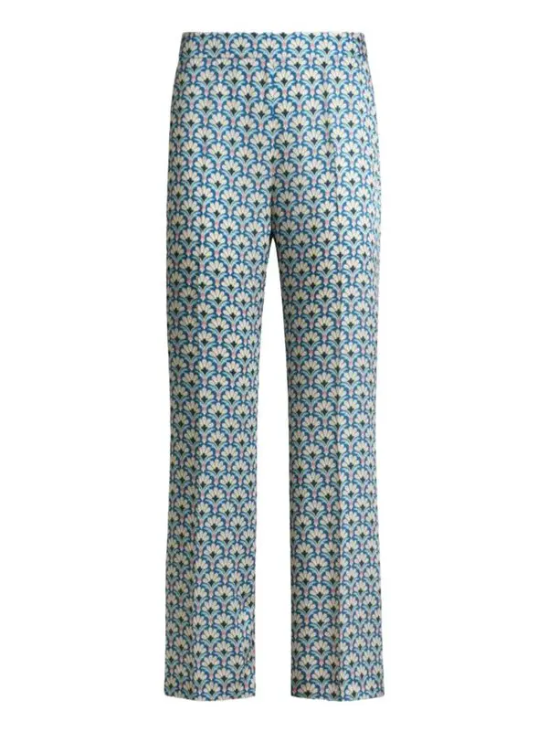 Etro Micro Palm Motif Bootcut Trousers - Light Blue