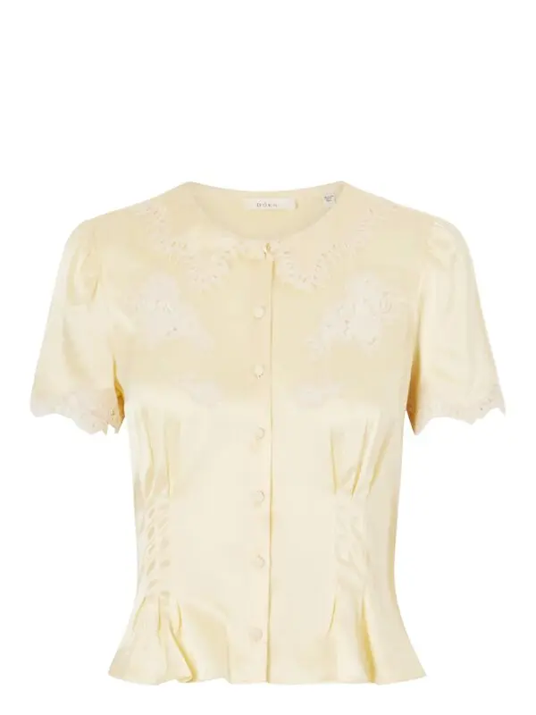 DÔEN Silk-satin Lace Trimmed Blouse - No
