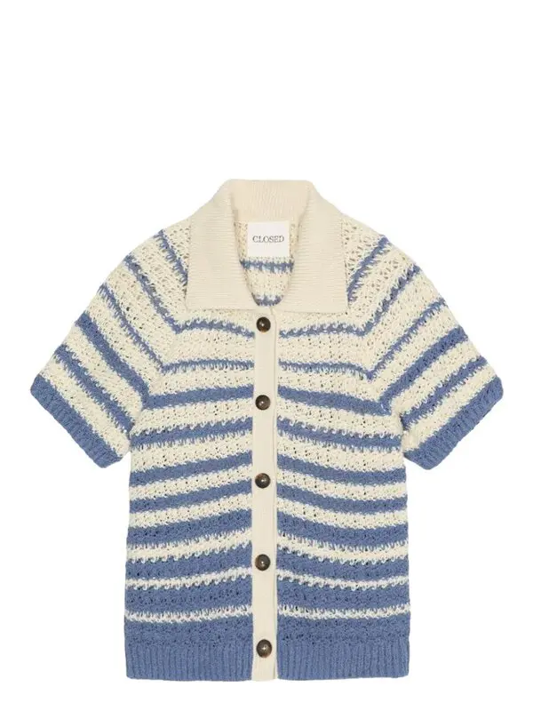 Closed Striped Knit Polo Cardigan - No
