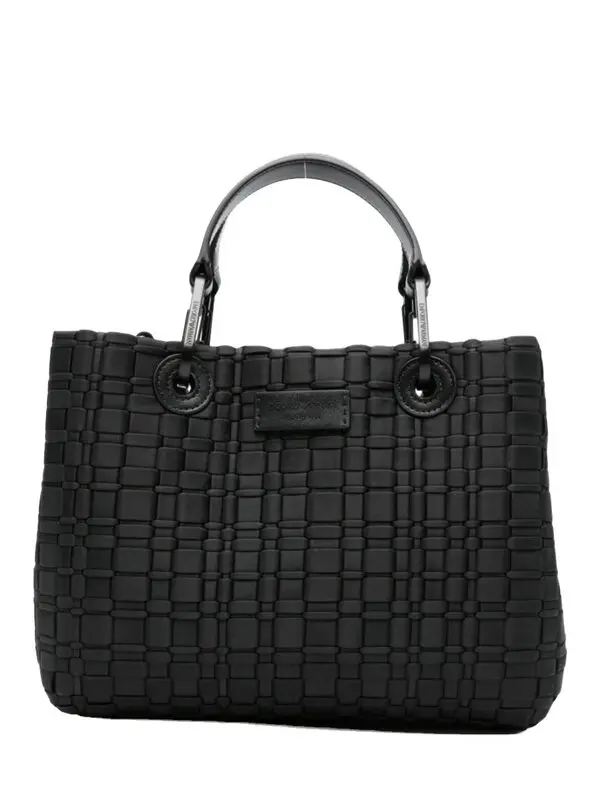 Emporio Armani Logo Patch Woven Tote Bag - Black