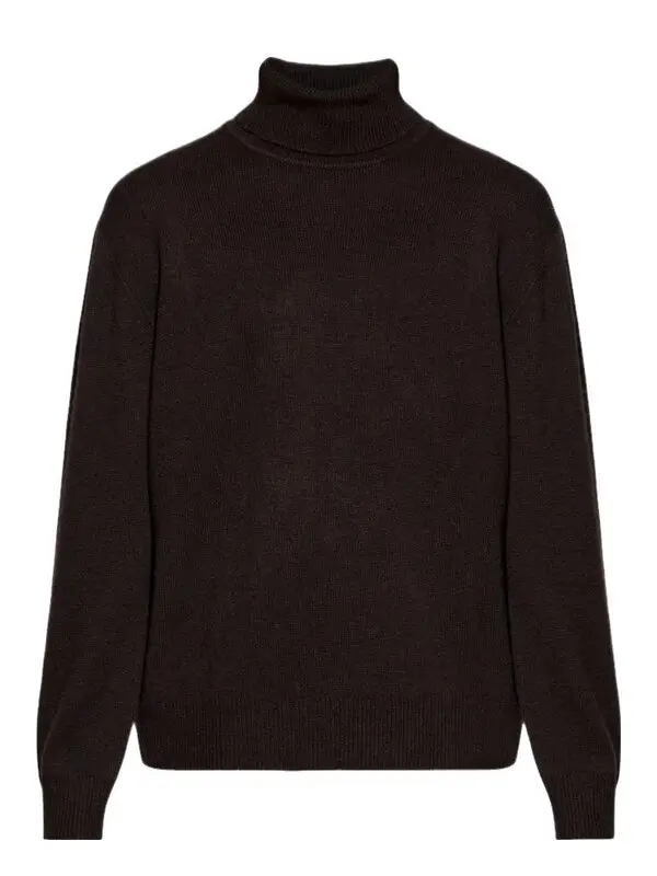 LISA YANG Roll-neck Sweater With Dropped Shoulders - Dark Oak