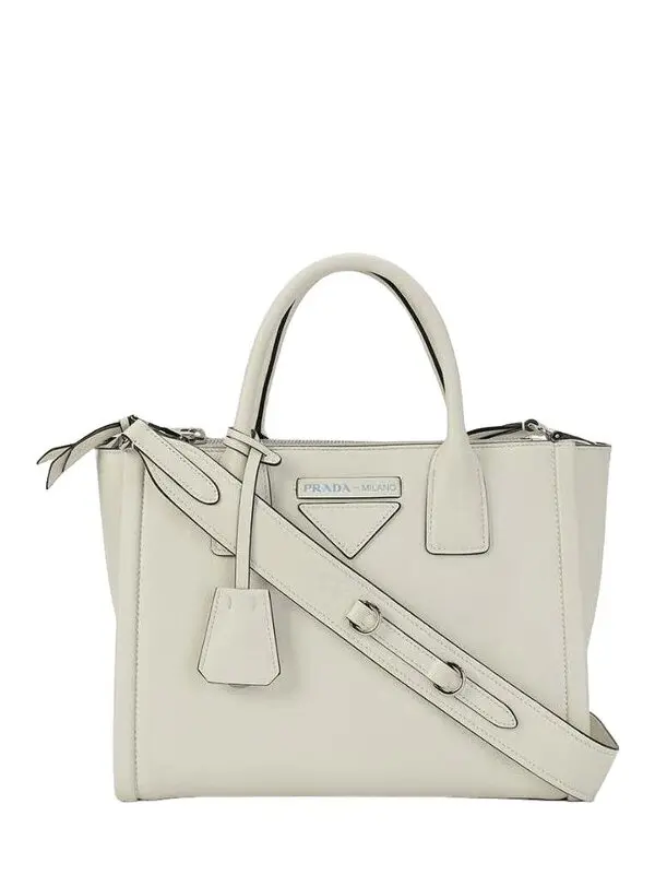 Prada Logo Detail Top Handle Bag - White