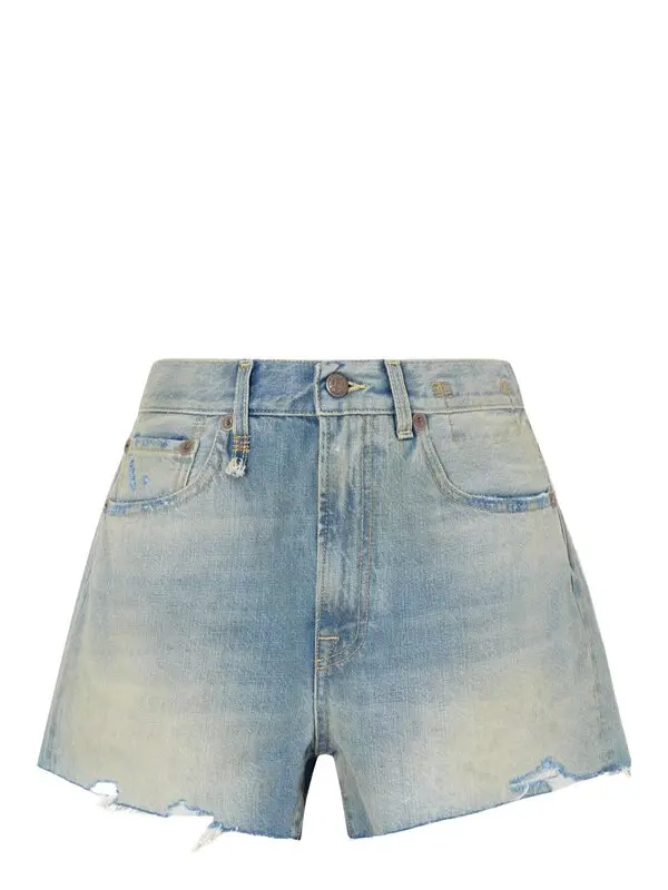 R13 Frayed Denim Shorts - Gray