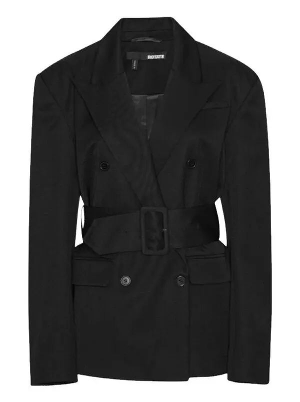 ROTATE BY BIRGER CHRISTENSEN Belted Double-breasted Blazer - Black