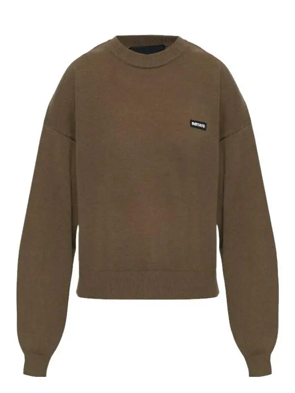 ROTATE BY BIRGER CHRISTENSEN Crew-neck Logo-patch Sweater - Brown