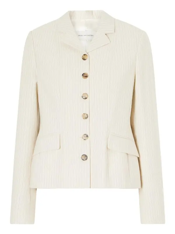 Dries Van Noten Striped Cotton-blend Blazer - White