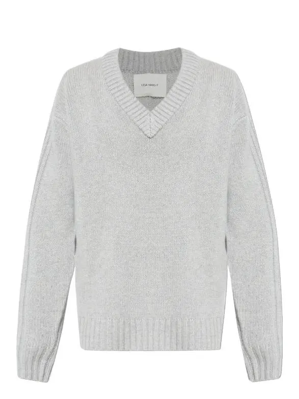 LISA YANG Dan V-neck Knitted Sweater - Dove-grey