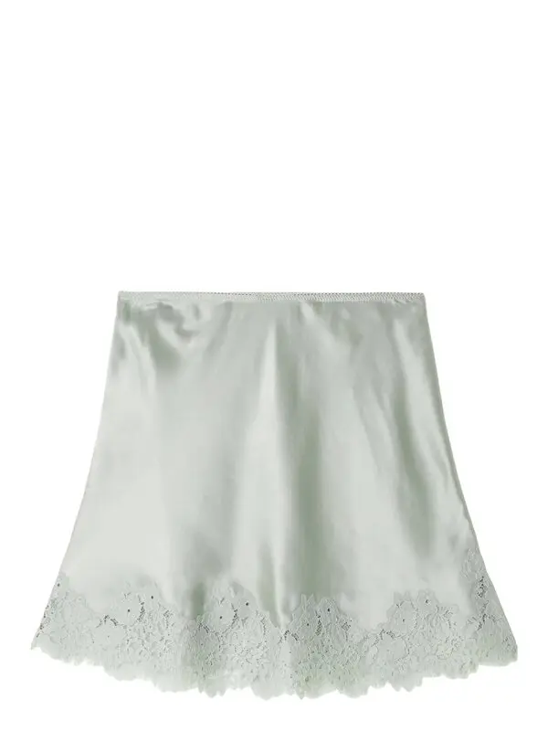 DÔEN Giulietta Mini Skirt In Silk-charmeuse With Lace Trim - Gray