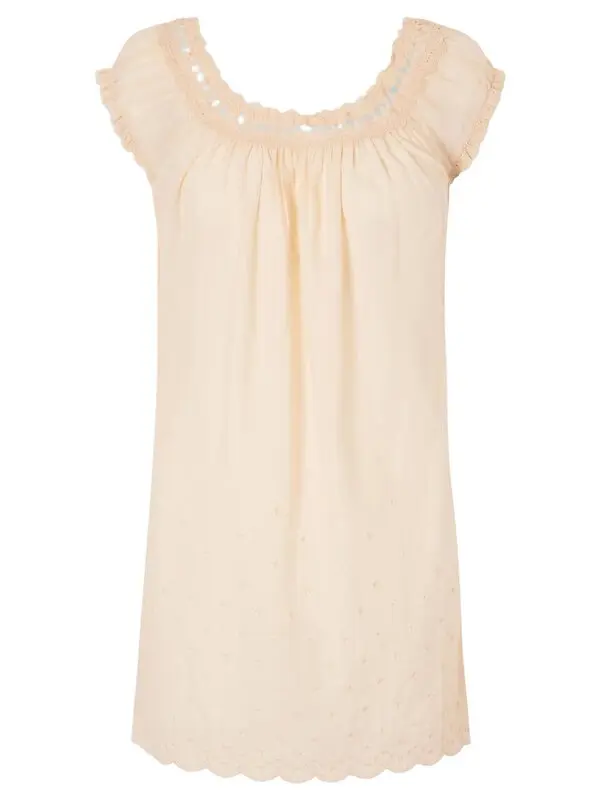DÔEN Organic Cotton-voile Mini Dress With Lace Trims - Nude