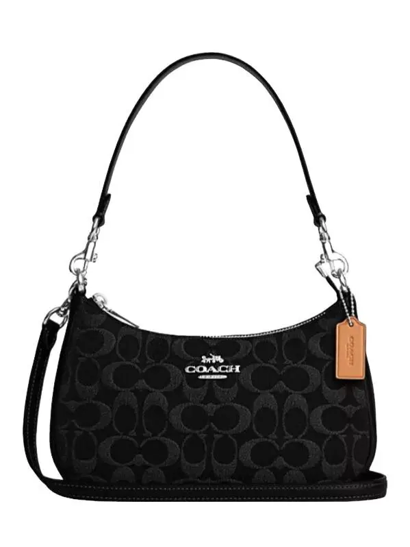 COACH Signature Denim Laurel Shoulder Bag - Sv/black
