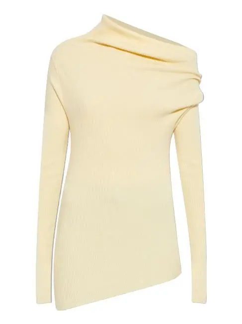 LISA YANG Draped Roll-neck Knitted Top - Limone