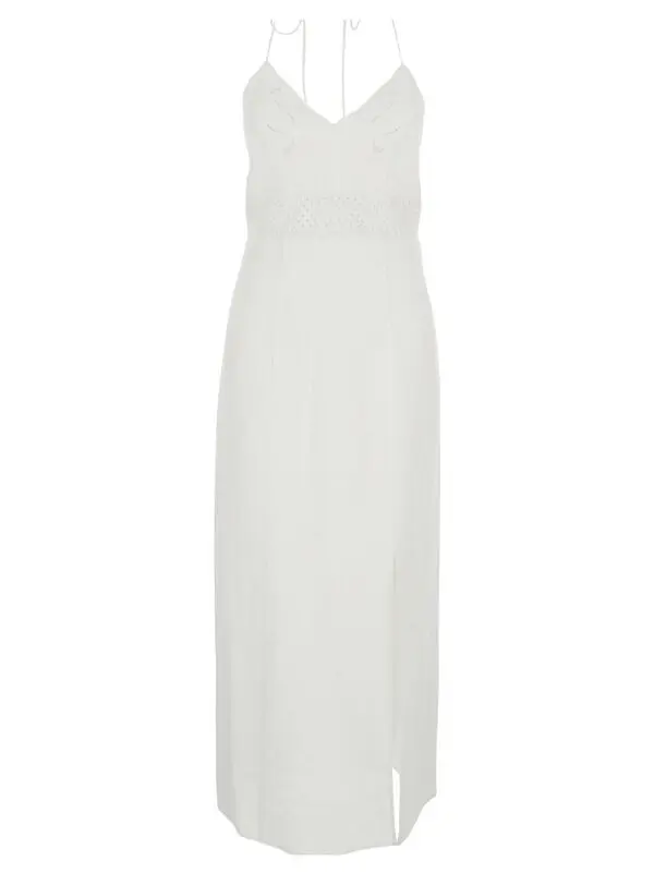 TWINSET Embroidered Halterneck Maxi Dress - White