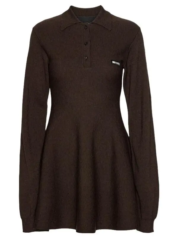 ROTATE BY BIRGER CHRISTENSEN Long Sleeve Knit Polo Dress - Black