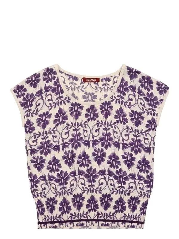 Max Mara Printed T-shirt With Round Neck - Multicolor