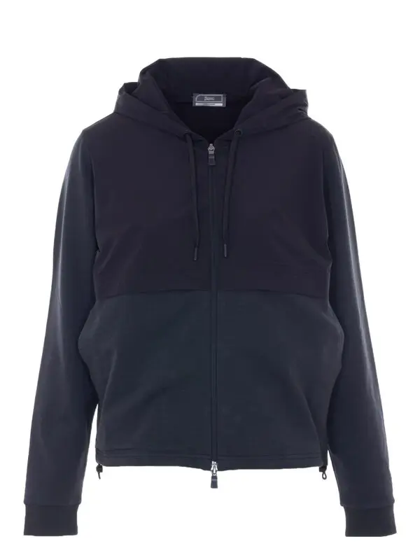 Herno Zip-up Windbreaker Hoodie - Black