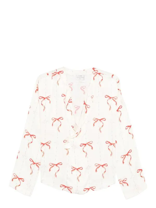 FORTE_FORTE Printed Bow Long Sleeve Shirt - Off-white