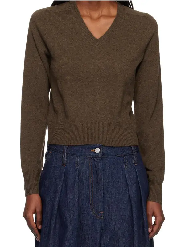 Arch4 Rib-knit V-neck Sweater - Brown
