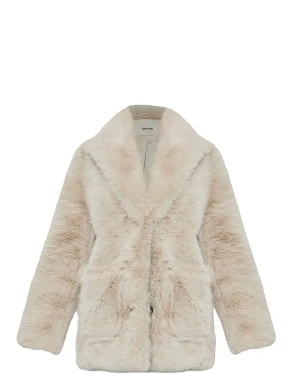 Zadig&Voltaire Faux Fur Shawl Collar Coat - Beige