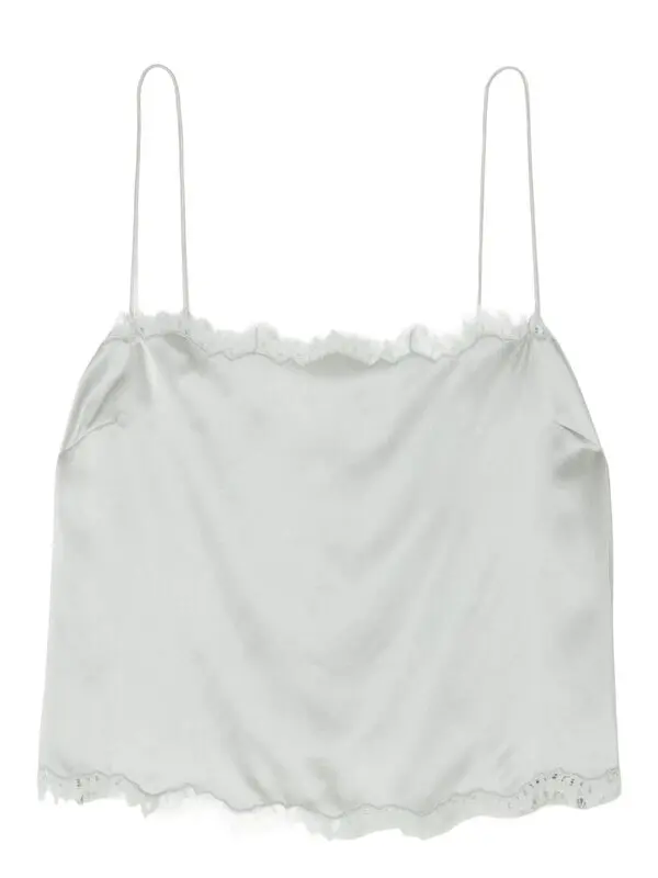 DÔEN Loure Lace-trim Silk-satin Top - White