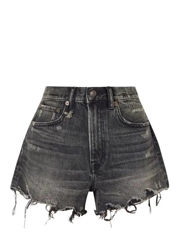 R13 Distressed Cotton Denim Shorts - Black
