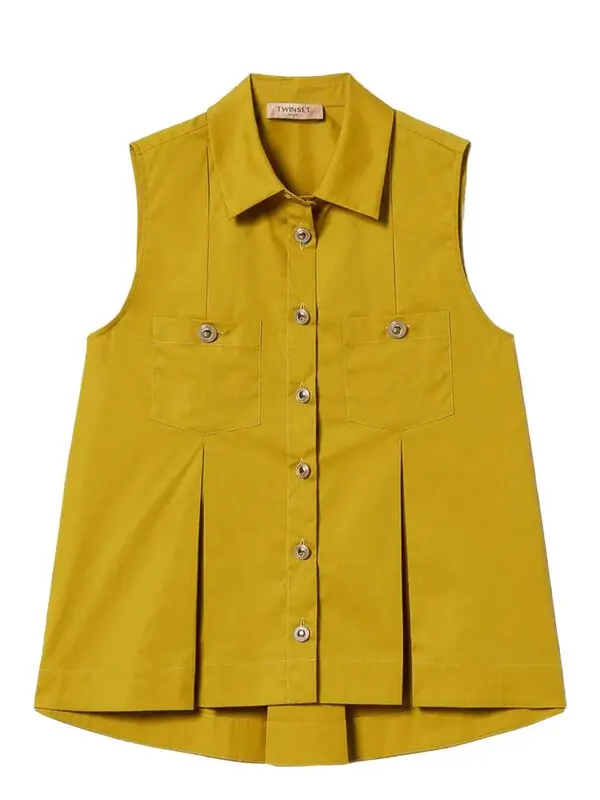 TWINSET Pleated Chest-pocket Shirt - Brown