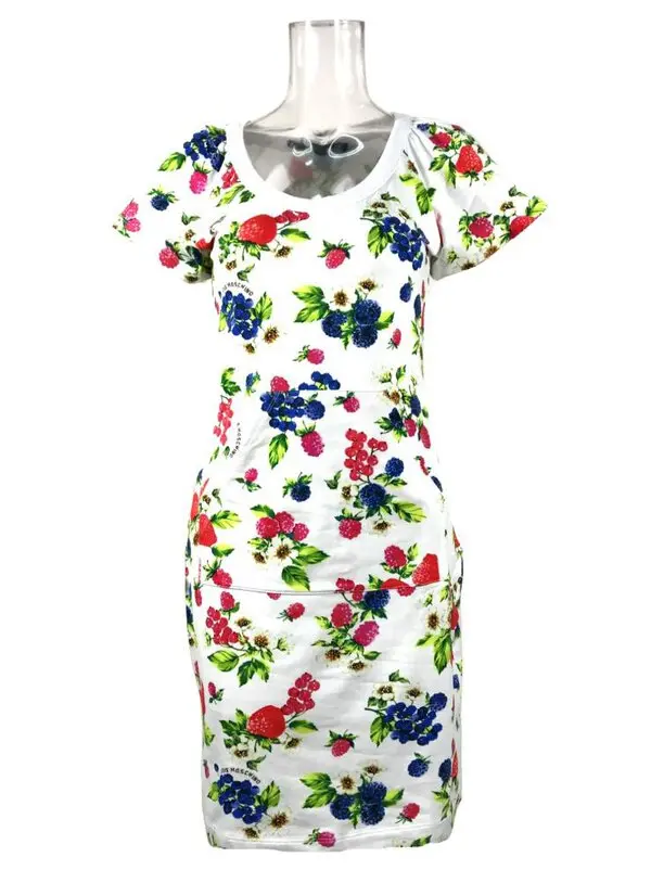 Moschino Printed Short Sleeve Midi Dress - White