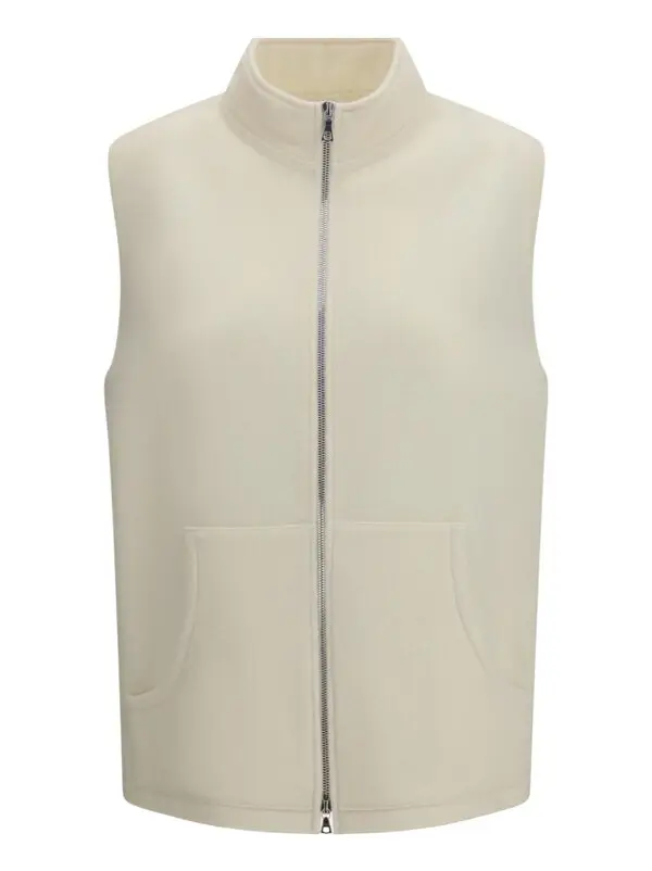 RIER Stand Collar Zip Gilet Jacket - Nude