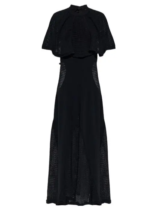 LANVIN Open Back Cape Overlay Dress - Black