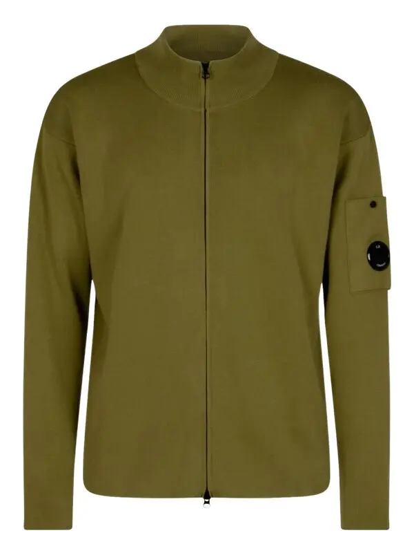 C.P. COMPANY Sleeve Lens Zip Knitted Sweater - Green