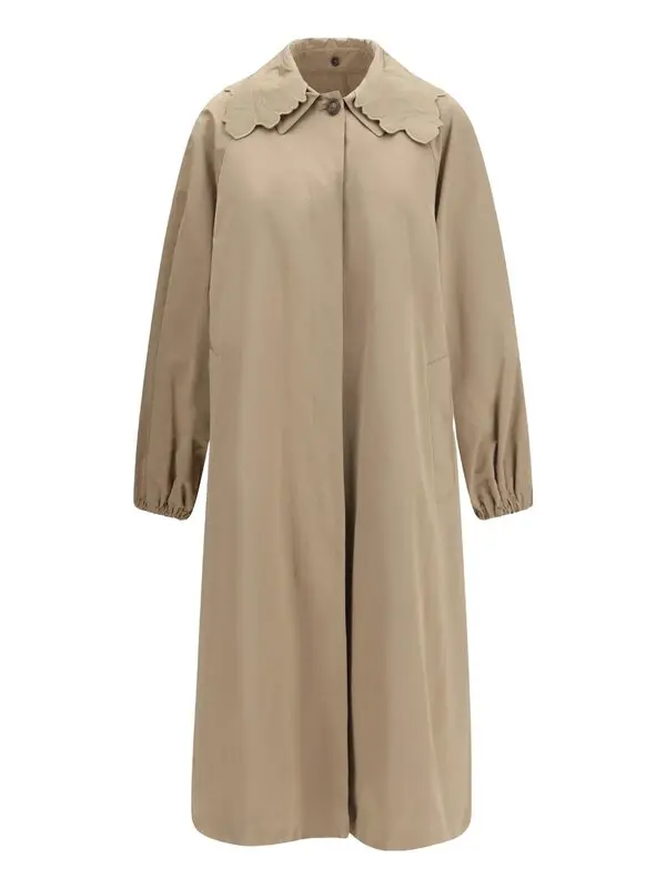 Fabiana Filippi Embroidered Collar Trench Coat - Light Brown