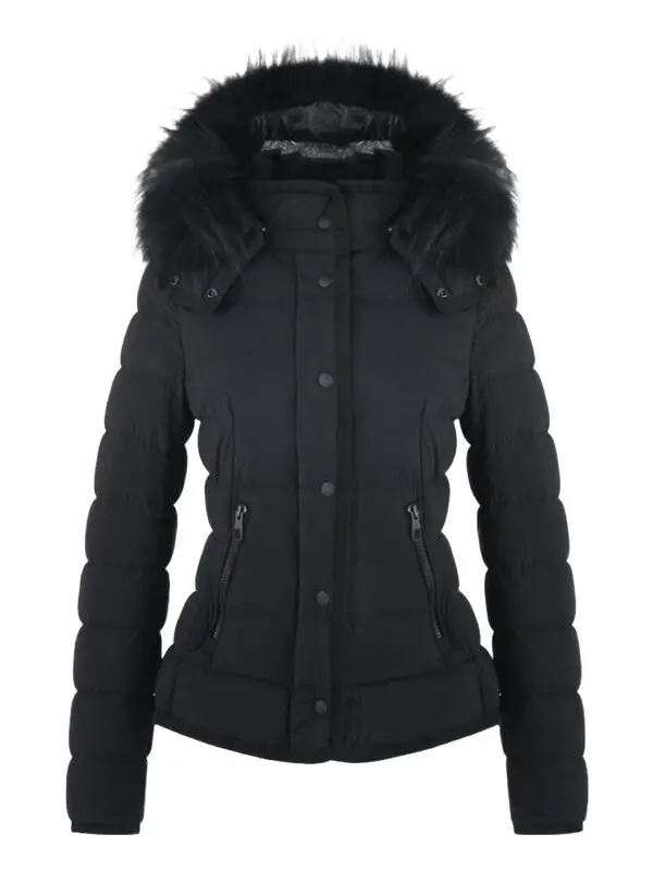 MONTECORE Hooded Down Puffer Jacket With Fur Trim - Black