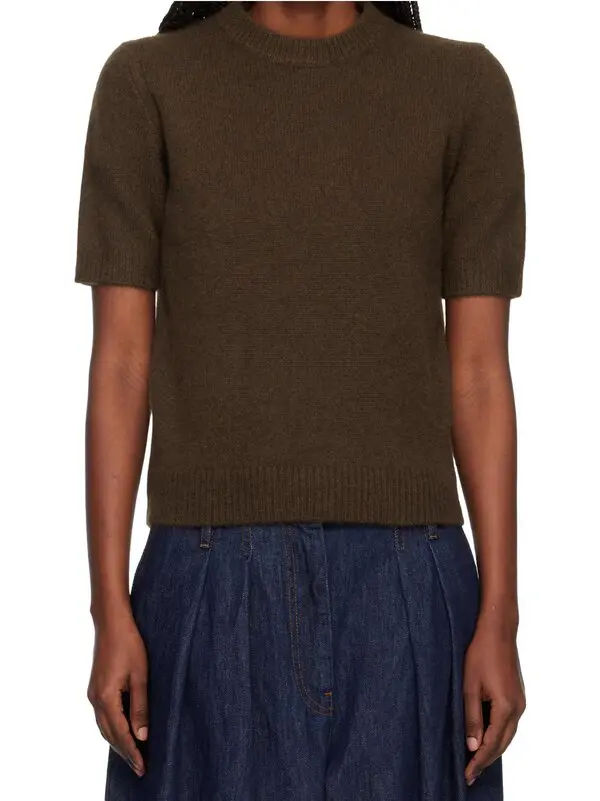 Arch4 Short-sleeved Ribbed Knit Crewneck Sweater - Black