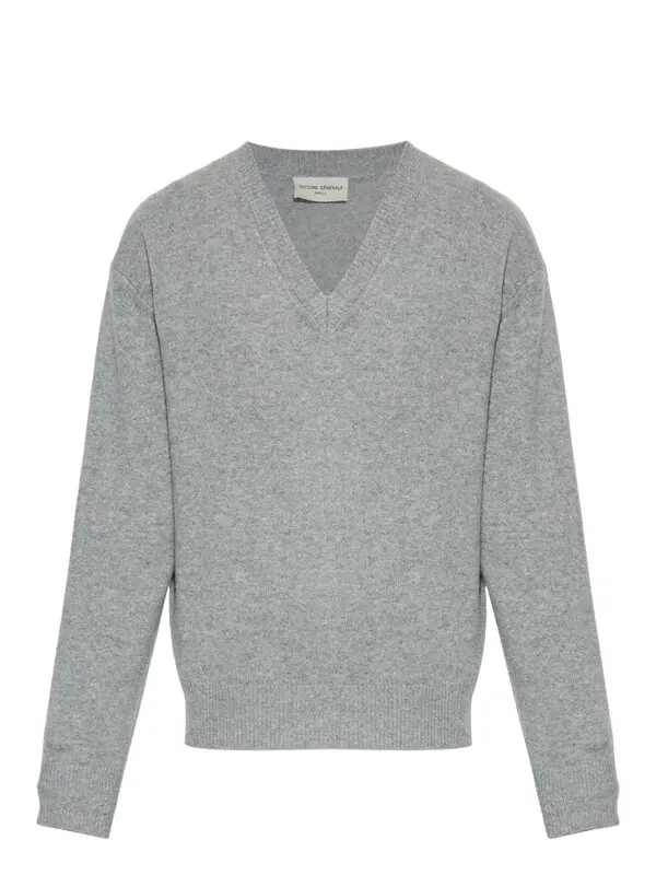 Officine Générale Manu V-neck Knitwear - Grey